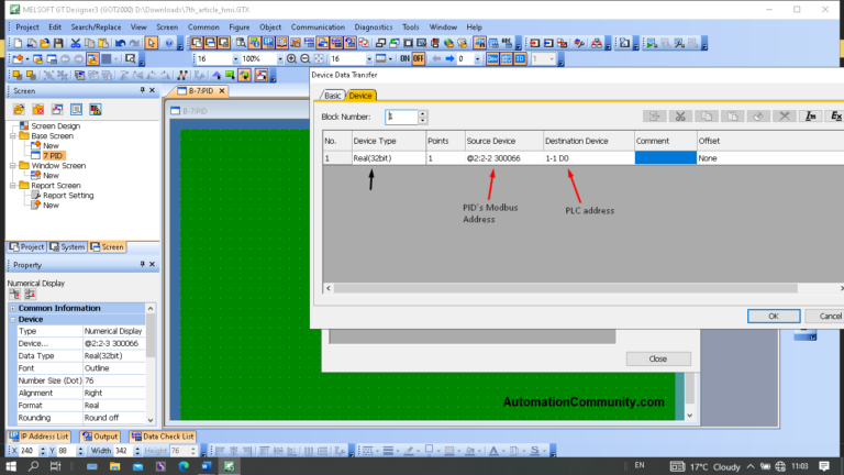 Mitsubishi PLC HMI Configuration with PID Controller Via Modbus